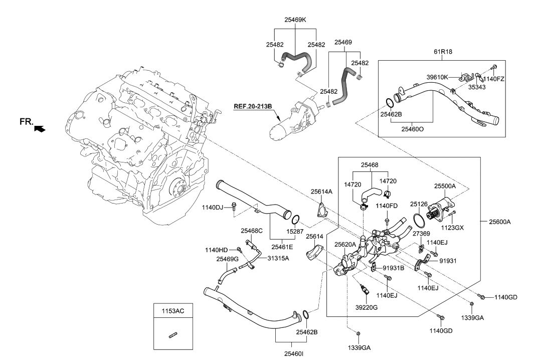 Genuine Hyundai 25460-3L250 - Pipe Assembly-Water Outlet