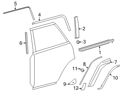 Toyota 75742-35150 MOULDING, Rear Door, Outside