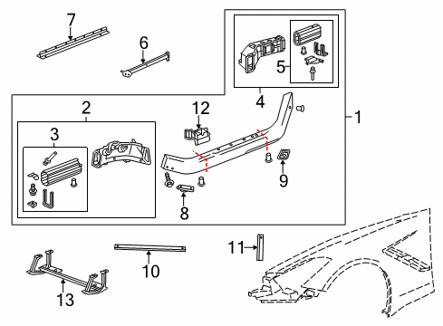 OEM GM 84091190 - Rail Asm-Rear Compartment Floor Panel Rear