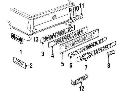 OEM GM 15603690 - Decal-Pick Up Box End Gate *Argent